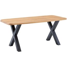 massivline&more Esstisch &raquo;Porto, Vierfu&szlig;tisch, K&uuml;chentisch, Tisch, Esstisch, Holztisch&laquo; 2 Stk. tlg. Platte massiv, Gestell Metall pulverbeschichtet 