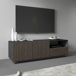 Home Affaire Lowboard &raquo;Vega,Lowboard,TV Board,TV Schrank,150 cm&laquo; mit 2 T&uuml;ren und 1 Schublade,Fronten mit Rillen-Optik schwarz B/H/T: 150cm x 46cm x 