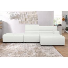 Egoitaliano Ecksofa &raquo;Babouche, Designsofa mit au&szlig;ergew&ouml;hnlichem Sitzkomfort zum Wohlf&uuml;hlen&laquo; wei&szlig; Leder &raquo;BULL&laquo; (echtes Rindsleder). Geschliffenes, pigmentiertes 