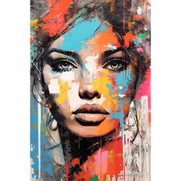 Leinwandbild &raquo;Female Popart by Rosa Piazza auf Keilrahmen gespannt&laquo; 1 Stk. tlg. Kunstdruck Wandbild Bild in verschiedenen Formaten bunt Leinen B/H/T: 