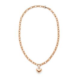 s.Oliver Damen s.Oliver Kette mit Anh&auml;nger &raquo;Chunky Heart, Herz&laquo; rosa Edelstahl, L: 55 B: 6,7mm
