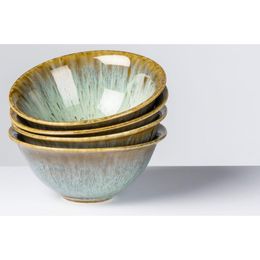 gipfelst&uuml;ck M&uuml;slischale &raquo;Flussufer&laquo; 4 Stk. aus Steinzeug Reaktivglasur, au&szlig;ergew&ouml;hnlicher, visueller Farbverlauf, &Oslash; 15 cm blau Steinzeug &Oslash; 15cm