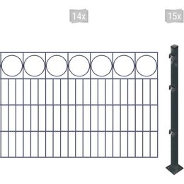 Arvotec Doppelstabmattenzaun &raquo;ESSENTIAL 80 zum Aufschrauben "Ring" mit Zierleiste&laquo; Zaunh&ouml;he 80 cm, Zaunl&auml;nge 2 - 60 m grau Kunststoff, Stahl H/L: 80cm x 28m, 