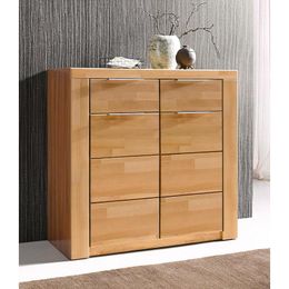 OTTO home Kommode &raquo;Zara&laquo; Breite 100 cm beige Holz teilmassiv B/H/T: 100cm x 95cm x 40cm, Holzwerkstoff Kernbuchefarben (Korpus)/ Massivholz Kernbuche 