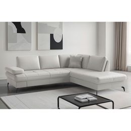 Sit & More sit&more Ecksofa &raquo;Morris Jubi, Ottomane, Breite 238 cm&laquo; mit Armteilfunktion, wahlweise mit Schlaffunktion wei&szlig; B/H/T: 238cm x 83cm x 202cm, NaturLEDER