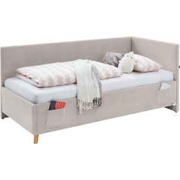 Meise M&ouml;bel meise.m&ouml;bel Kinderbett &raquo;COOL II&laquo; Polsterbett wahlweise mit Bettkasten, Jugendbett inkl. USB Anschl&uuml;sse beige Liegefl&auml;che L&auml;nge B: 200cm x 90cm, Cord 