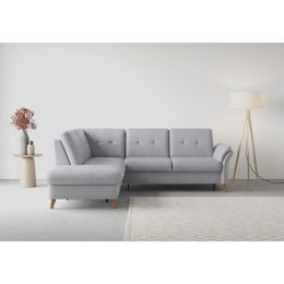 Sit & More sit&more Ecksofa &raquo;G&ouml;teborg&laquo; inkl. Sitztiefenverstellung, wahlweise mit Bettfunktion & Bettkasten silber B/H/T: 250cm x 90cm x 226cm, Flachgewebe 