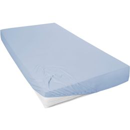 Primera Spannbettlaken &raquo;Mako-Feinjersey Spannbetttuch&laquo; Geeignet f&uuml;r Standardmatratzen bis 22 cm, 100% Baumwolle blau Mako-Jersey, Obermaterial: 100% Baumwolle