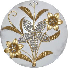 HOFMANN LIVING AND MORE Wanddekoobjekt &raquo;Wanddekoration&laquo; mit Glassteinen, Vintage-Look gold MDF, Metall B/H/T: 7cm