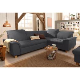 Home Affaire Ecksofa &raquo;Lyla fester Sitzkomfort, bequeme Armlehnen, Breite 275cm, L-Form&laquo; wahlweise mit R&uuml;ckenfunktion und Bettfunktion grau Luxus-