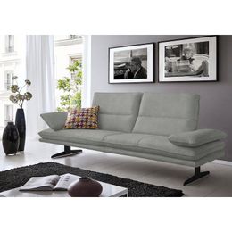 W.Schillig 2,5-Sitzer &raquo;broadway, Designsofa mit tollem Sitzkomfort&laquo; Sitztiefenverstellung, Kopfteil- & Seitenteilverstellung, Breite 236cm grau Stoff 