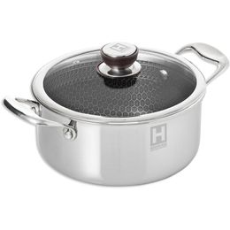 HENSSLERS Kochtopf Edelstahl silber 5 l + &Oslash; 24cm + H&ouml;he 17cm