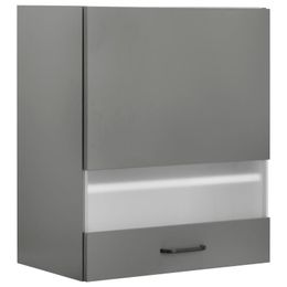 Optifit Glash&auml;ngeschrank &raquo;Elga&laquo; mit Soft-Close-Funktion und Metallgriff, Breite 60 cm grau Holzwerkstoff basaltgrau, B/H/T: 60cm x 70,4cm x 34,9cm, 