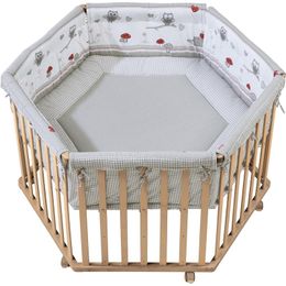 Roba Laufgitter &raquo;Cosiplay Adam & Eule, natur, 6-eckig&laquo; bis 15 kg mit Stoffeinlage und Nestchen beige Einheitsgr&ouml;&szlig;e