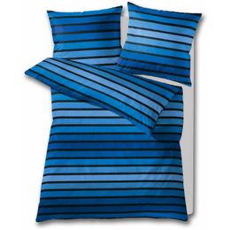 Kleine Wolke Bettw&auml;sche &raquo;Neapel&laquo; 2 Stk. mit Streifen blau Mako-Satin, Obermaterial: 100% Baumwolle B/L: 135cm x 200cm, 1 Stk., 1 Stk., Mako-Satin, B/L: 80cm x 80cm