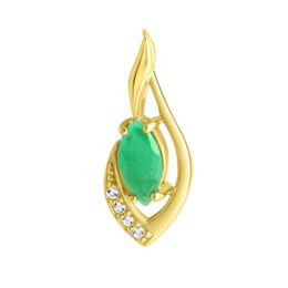 Firetti Damen Kettenanh&auml;nger &raquo;Schmuck Geschenk Gold 375 Halsschmuck Anh&auml;nger Halskette Tropfen&laquo; mit Smaragd, Wei&szlig;topas gr&uuml;n Gelbgold 375, 0,75 g