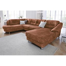 Sit & More sit&more Wohnlandschaft &raquo;Salsa U-Form&laquo; mit Federkern, wahlweise mit Schlaffunktion braun Struktur (100% Polypropylen);Bedruckte Microfaser (100% 