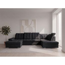 WERK2 Wohnlandschaft &raquo;Kordula-New Multifunktion Couch, Breite 332cm, bequem, U-Form&laquo; Sofa in U-Form mit Schlaffunktion & Bettkasten, Schlafcouch grau 
