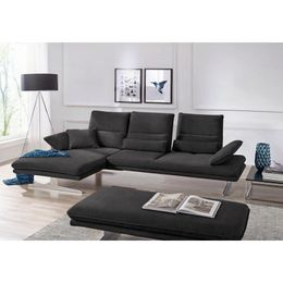 W.Schillig Ecksofa &raquo;broadway, Designsofa mit tollem Sitzkomfort, L-Form&laquo; Sitztiefenverstellung, Kopfteil- & Seitenteilverstellung, Breite 291cm grau 