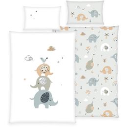 Baby Best Babybettw&auml;sche &raquo;babybest Elephants&laquo; 2 Stk. mit liebevollem Motiv bunt Renforc&eacute;, Obermaterial: 100% Baumwolle B/L: 100cm x 135cm, 1 Stk., 1 Stk., 