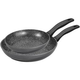 Stoneline Pfannen-Set Aluminiumguss Set, 1x Bratpfanne &Oslash; 24 cm, 1x Bratpfanne &Oslash; 28 cm, 2 Stk. tlg. Induktion schwarz &Oslash; 28cm