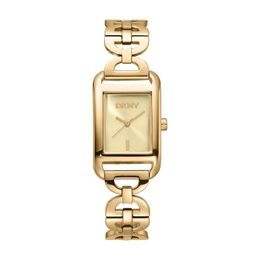 DKNY Damen DKNY Quarzuhr &raquo;Open Link square Watch&laquo; Armbanduhr, Damenuhr, Edelstahlarmband, analog gold Einheitsgr&ouml;&szlig;e