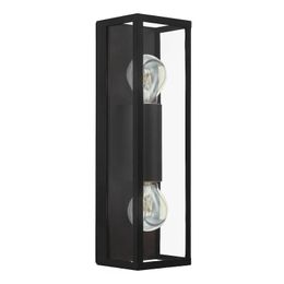 Eglo Wandleuchte &raquo;AMEZOLA Wandlampe, Stahl und Glas, Lampe, E27, IP44, Schlafzimmerlampe&laquo; E27 1 Stk. Wand-/Deckenleuchte, L11 x H38 x AL10 cm, schwarz