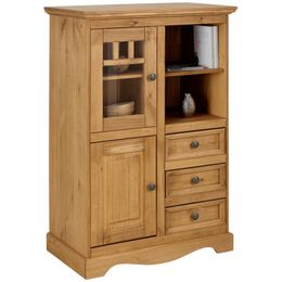 OTTO home Highboard &raquo;Melissa&laquo; Vitrine, Breite 80 cm beige B/H/T: 80cm x 120cm x 45cm, Kiefer