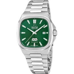 Jaguar Herren Quarzuhr &raquo;Rondcarre&laquo; Armbanduhr, Herrenuhr, Swiss Made, Edelstahlarmband, analog, Tag gr&uuml;n Einheitsgr&ouml;&szlig;e