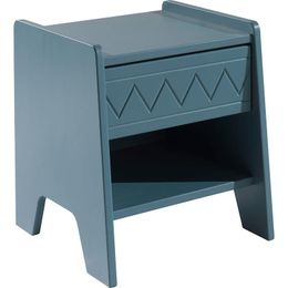 Vipack Nachtschrank Made in Europe, Nachtkonsole mit Schublade und offenem Fach, rechts/links stellbar blau MDF blue bird, B/H/T: 40cm x 45cm x 40cm