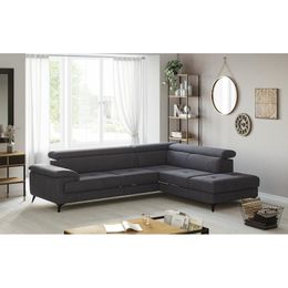 OTTO home Ecksofa &raquo;Astra L-Form, B: 286 cm&laquo; mit Kopfteilverstellung, optional Schlaffunktion & Bettkasten grau 100% Polyester (PES) B/H/T: 286cm x 