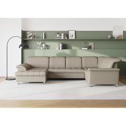 DOMO collection Wohnlandschaft &raquo;FRANZI 344x206x81 cm, elegant, komfortabel&laquo; U-Form, Recamiere links, schlamm, B/T: 344/206 cm braun Flachgewebe (100% 