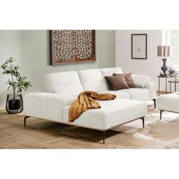 W.Schillig Ecksofa &raquo;run, Designsofa mit tollem Sitzkomfort, bequem, L-Form&laquo; mit Holzsockel, F&uuml;&szlig;e in Schwarz pulverbeschichtet, Breite 279 cm wei&szlig; 