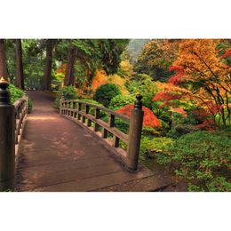 papermoon Fototapete &raquo;Autumn Bridge&laquo; glatt bunt Vlies B/L: 2m x 1,49m, Bahnen: 4 Stk.