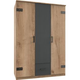 wimex Dreht&uuml;renschrank &raquo;Glasgow&laquo; grau B/H/T: 135cm x 198cm x 58cm, Schubladen: 1 Stk. T&uuml;ren: 3 Stk. Ohne Spiegel