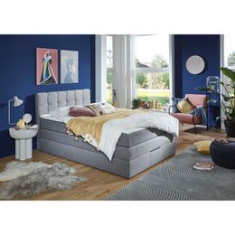 Home Affaire Boxspringbett &raquo;Fornoli&laquo; inkl. Topper und Bettkasten, H3 in zwei Matratzenarten grau Flachgewebe, Liegefl&auml;che B/L: 140cm x 200cm, Gewicht 