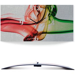Artland Wanduhr &raquo;Aufeinanderprallen von rot und gr&uuml;n&laquo; wahlweise mit Quarz- oder Funkuhrwerk, lautlos ohne Tickger&auml;usche bunt B/H/T: 60cm x 30cm x 0,3cm, 