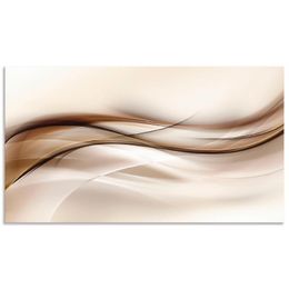 Artland K&uuml;chenr&uuml;ckwand &raquo;Braune abstrakte Welle&laquo; Alu Spritzschutz mit Klebeband, einfache Montage braun Aluminium B/H: 90cm x 50cm