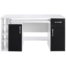 VOGL M&ouml;belfabrik Schreibtisch &raquo;Tim mit seitlich offenen F&auml;chern & Tastaturauszug,&laquo; Druckerablage, 1 Schublade, Breite 138 cm, Made in Germany schwarz-