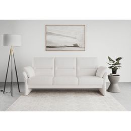 DOMO collection 3-Sitzer &raquo;Pina, schmale Armlehnen, mit Federkern, kompakt & elegant&laquo; Hoher Sitzkomfort, Microfaser hochflorig, creme, Breite 219 cm 