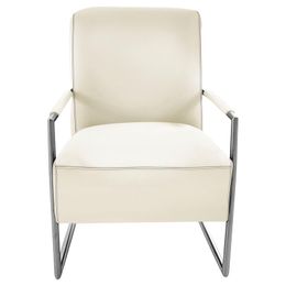 K+w Komfort & Wohnen K+W Komfort & Wohnen Cocktailsessel mit bezogenen Armlehnen, Gestell in Metall Edelstahloptik wei&szlig; Leder Longlife BRONCO, B/H/T: 62cm x 77cm x 83cm