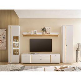 Home Affaire Wohnwand &raquo;LONG ISLAND&laquo; Set, 4 Stk. tlg. wei&szlig; Holzwerkstoff B/H/T: 330cmcm x 200cmcm x 42cmcm