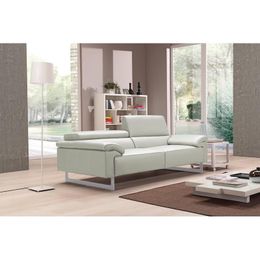 Egoitaliano 2,5-Sitzer &raquo;Malika, Designsofa mit hohem Sitzkomfort, edel und bequem&laquo; inkl. Kopfteilverstellung und chromfarbenen Metallf&uuml;&szlig;en grau Leder &raquo;BULL&laquo; (