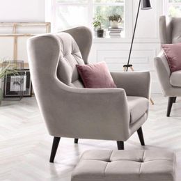 Home Affaire Ohrensessel &raquo;Hemmink, Sessel, Loungesessel&laquo; mit Knopfheftung rosa Struktur (94% Polyester, 6% Polyacryl);Samtvelours (100% Polyester);