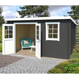 Lasita Maja Gartenhaus &raquo;Amira 275&laquo; Blockbohlenhaus 28mm grau Massivholz ohne Fu&szlig;boden, ohne Dacheindeckung
