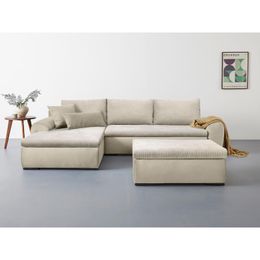 Home Affaire Ecksofa &raquo;Win L-Form, B: 285 cm - OTTO. Verl&auml;ssliche Qualit&auml;t.&laquo; 2 Zierkissen, optional Schlaffunktion & Bettkasten beige 100% Polyester B/