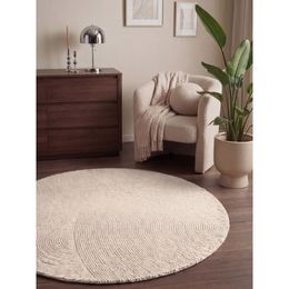 Hanse Home Wollteppich &raquo;Calmio, auch als L&auml;ufer und in rund&laquo; rund 18 mm H&ouml;he Handgetuftet, Wolle, Natur, Wohnzimmer, Schlafzimmer, Skandi, Hygge beige