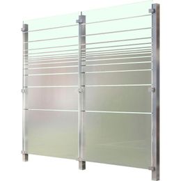 STAKET PRO Zaun Glaszaun, Gesamtl&auml;nge: 2,265 m, 3 Pfosten silber Edelstahl, Glas Pfosten: 3 Stk.