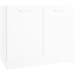 KOCHSTATION Sp&uuml;lenschrank &raquo;KS-Milan&laquo; Sp&uuml;lenschrank 100 cm, matte oder hochgl&auml;nzende Fronten wei&szlig; Holzwerkstoff wei&szlig;, B/H/T: 100cm x 82cm x 60cm, T&uuml;ren