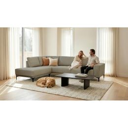 OTTO home Ecksofa &raquo;Xander, L-Form&laquo; Breite 289 cm, Webstoff, Soft-Touch Chenille, schwarze Metallf&uuml;&szlig;e gr&uuml;n 90% PES, 10% NY B/H/T: 289cm x 85cm x 210cm,